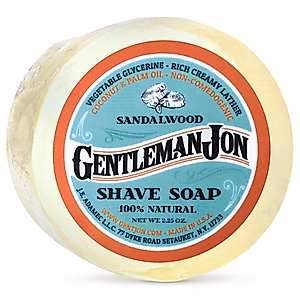 Gentleman Jon Sandalwood Shave Soap; Glycerine 2.25oz