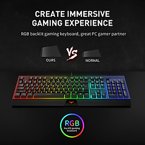 Havit RGB Wired Gaming Keyboard and Mouse Combo LED Backlit 104 Keys Ergonomic Gaming Keyboard with 4800 DPI & Programmable Gaming Mouse for Windows PC Computer Desktop Gamer