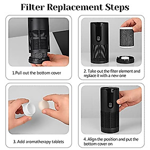 SISMEL Mini Air Purifier for Car,Silent Rechargeable Portable Air Purifier Lonizer with Display Screen,Air Purifier with HEPA Filter,for Car,Home,and Office(Black)