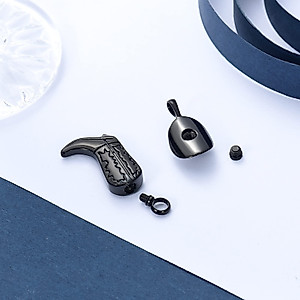 constantlife 2 Pack Cremation Jewelry for Ashes Stainless Steel Cowboy Boot & Hat Urn Necklace Keepsake Memorial Pendant for Women Men (Black)