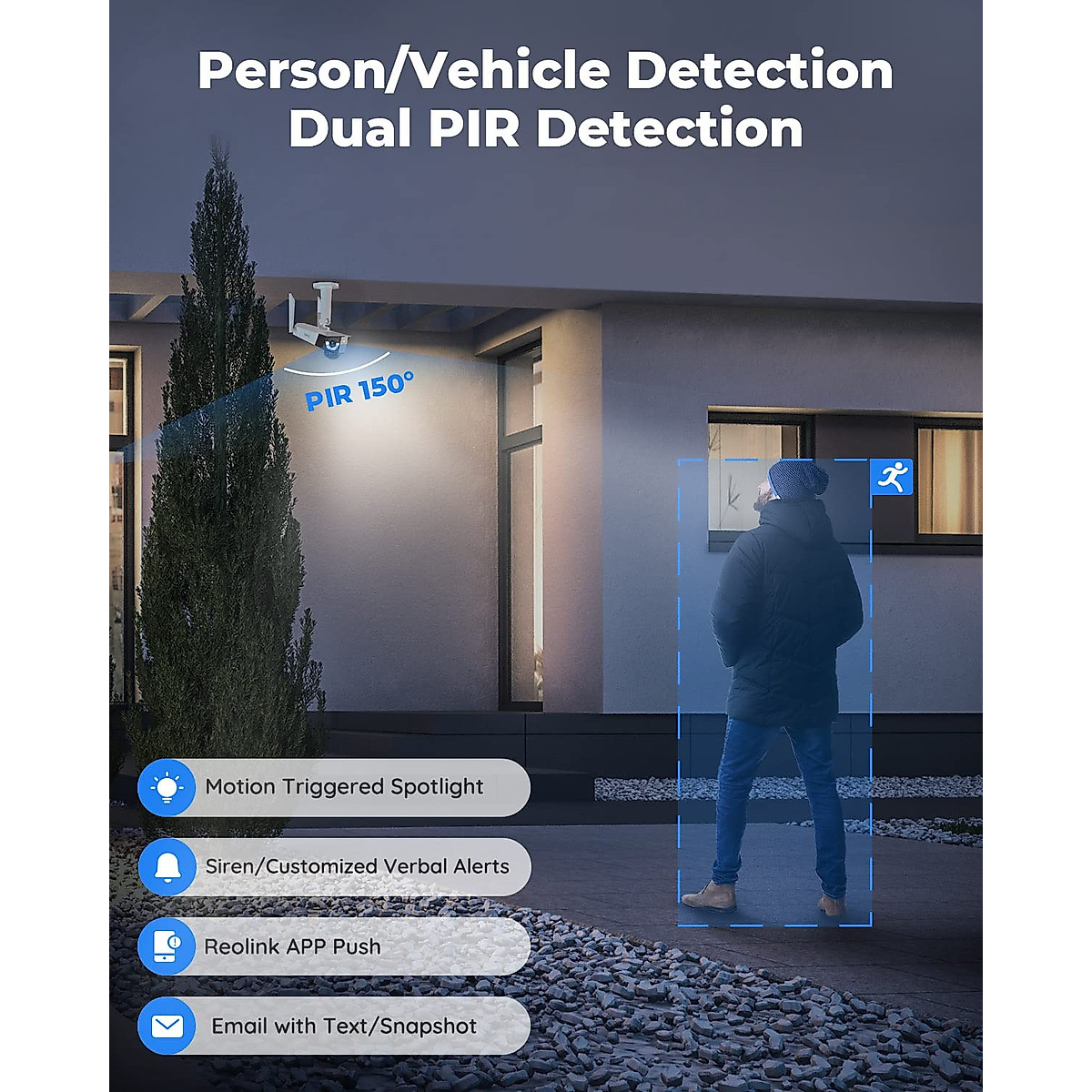 REOLINK 2K 4G LTE Cellular Security Camera Wireless Outdoor with Dual Lens 150° Wide Angle, Rechargeable Battery, Color Night Vision, Human/Vehicle Detection, Two-Way Talk, Duo 4G