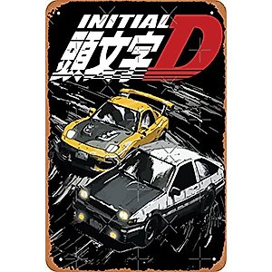 Shvieiart 8 X 12 Metal Signs - Mountain Drift Racing Initial D Tandems AE86 vs FD rx-7 Vintage Look Metal Tin Poster