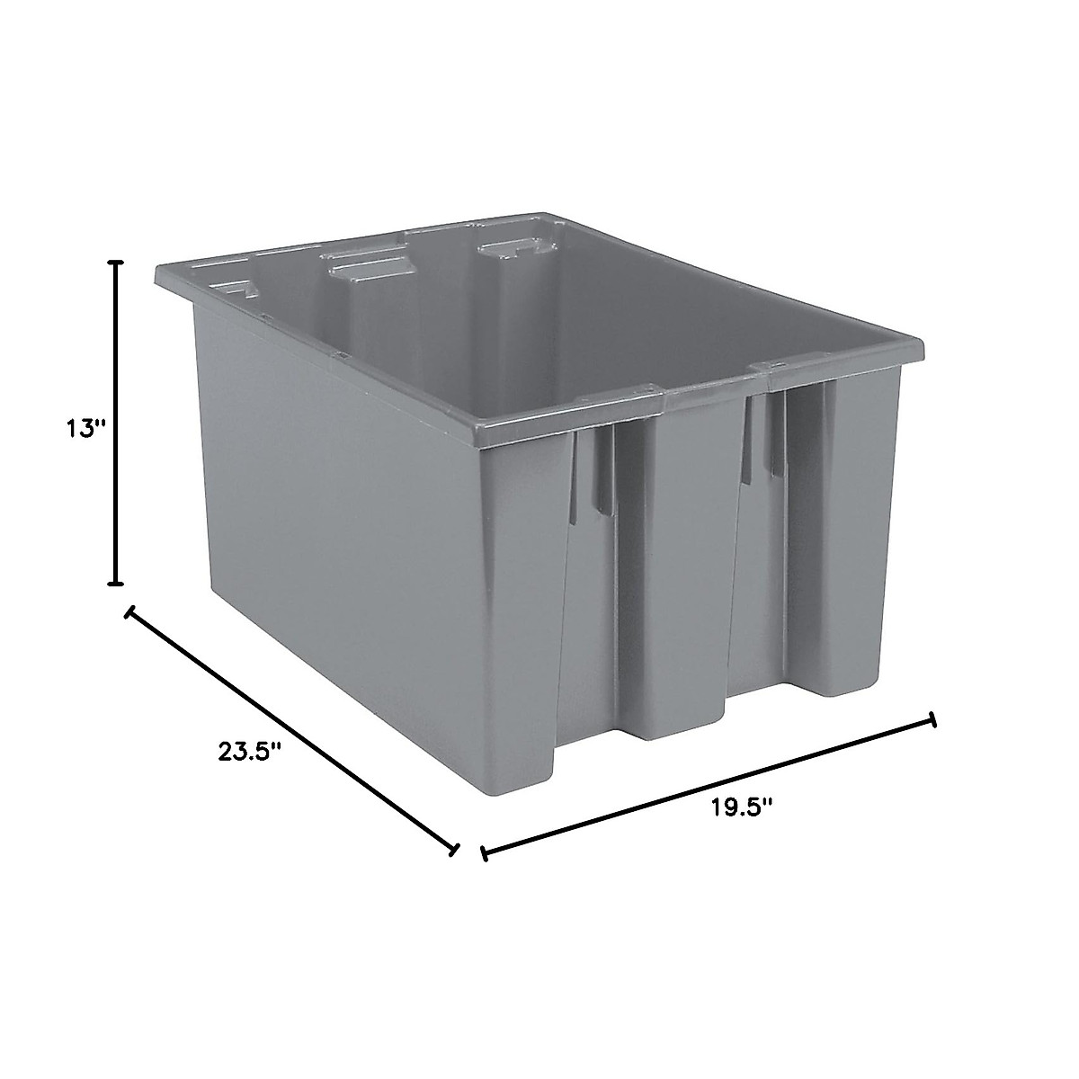 Akro-Mils 35230 Nest and Stack Plastic Storage Container and Distribution Tote, (23-1/2-Inch L x 19-1/2-Inch W x 13-Inch H), Gray, (3-Pack)