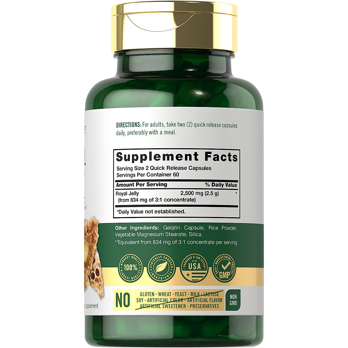 Carlyle Royal Jelly Capsule | 2500mg | 120 count | Non-GMO and Gluten Free Formula | Traditional Supplement