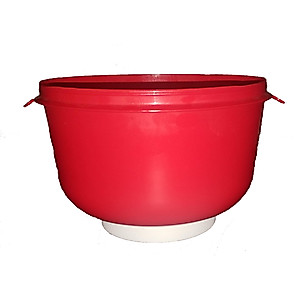 APSI Store Kernel Katcher Popcorn Bowl Set - Popcorn Bowl Strainer Sifter Shaker Kernel Catcher and Separator, Large and Reusable With Lid, Dishwasher Safe, Recycled Plastic with Handle (Red)
