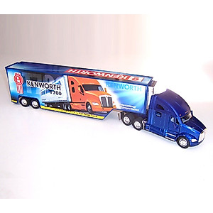 KiNSMART Kenworth T700 Semi Truck Container 13" 1:68 Scale Die Cast Metal Model Toy SetOf4 Blue Red White Black