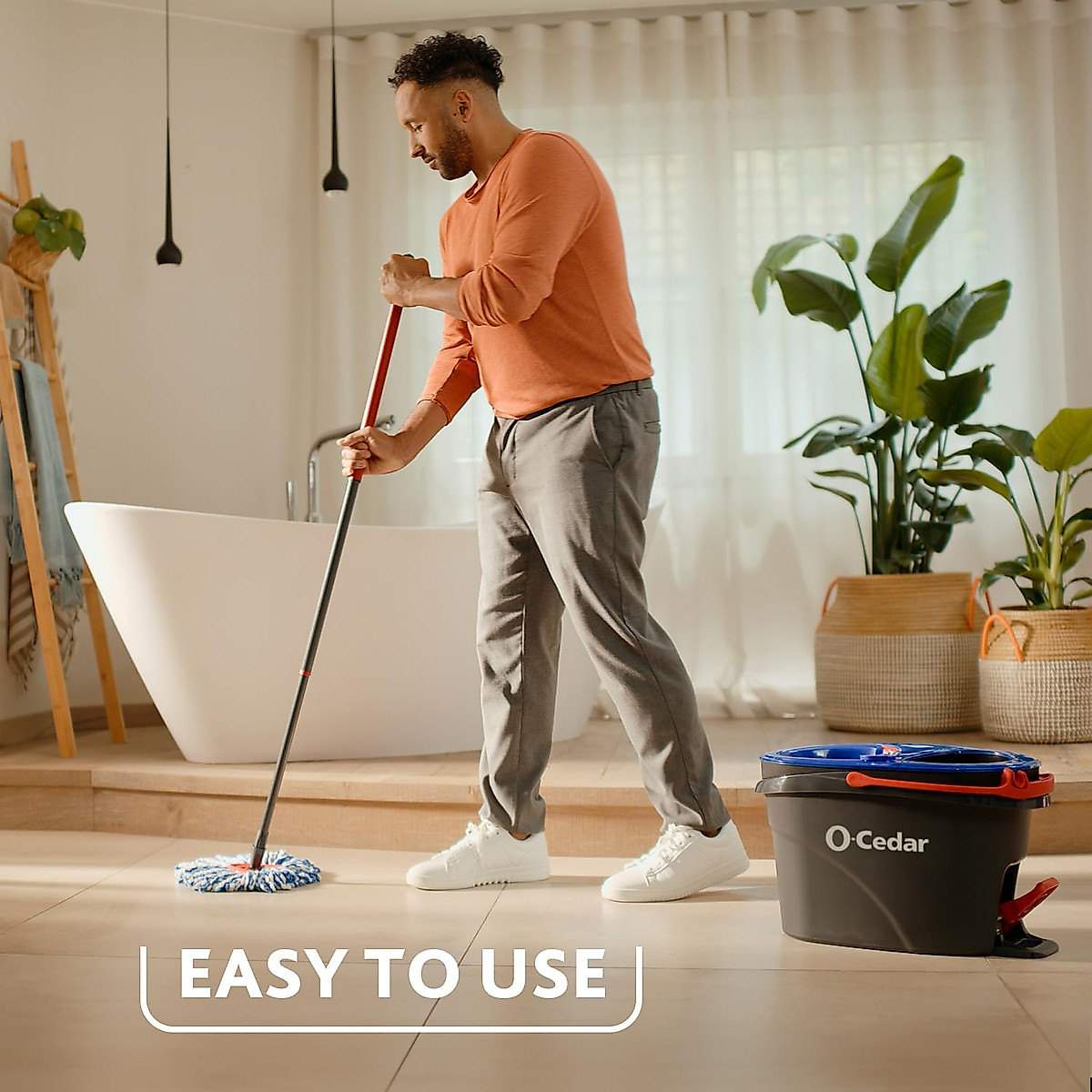 O-Cedar EasyWring RinseClean Microfiber Spin Mop & Bucket Floor Cleaning System with 2 Extra Refills