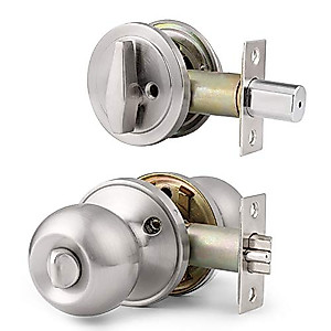 knobelite (10 Set Keyed Alike Entry Door Knob with Single Cylinder Deadbolt Combo Pack, Satin Nickel Finish Door Hardware Locks, All Same Key Door Knobs with Lock and Key for Front and Entrance Door