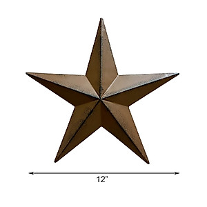 Grace Home Metal Patrotic Old Glory American Flag Barn Star July of 4th Decoration (12"-Rust)