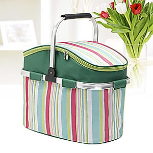 LIOOBO 26l Large Picnic Basket: Camping Grocery Bags, Insulated Baskets, Portable Picnic Basket, Canvas Leak-Proof Travel Cooler Tote 1pc