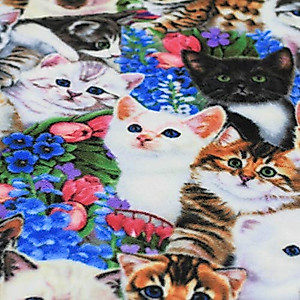 Cats on Cats Anti-Pill Premium No-Sew Throw Fleece Fabric Kit (50x60)