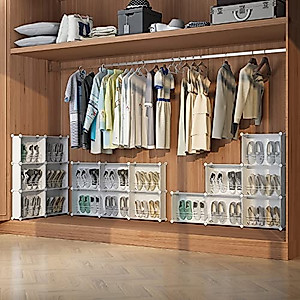 MAGINELS 6-Pair Shoe Rack Organizer with Cover, Slim Shoe Storage Cabinet,Behind Door, Narrow Shoe Shelf for Closet,entryway,White