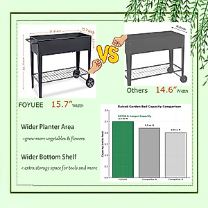 FOYUEE Raised Planter Box with Legs Outdoor Elevated Garden Bed On Wheels for Vegetables Flower Herb Patio