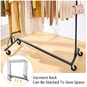 Hoctieon 2-Set Z Rack Set of 2, Rolling Clothing Racks with Z-Base, Heavy Duty Garment Racks Set of 2, Clothes Rack on Wheels With Brakes, Clothes Organizer Rack Set of 2, Black