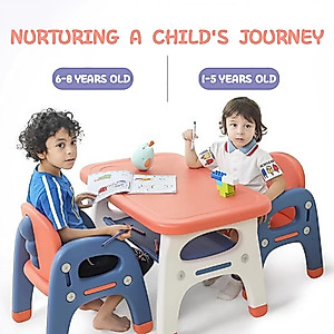 Kids Table and Chair Set, Activity Table for Kids with Storage Shelf Ideal for Preschool, Kindergarten, Easy to Clean,Durable and Drawing,Toddler Table and Chair Set(Coral red)