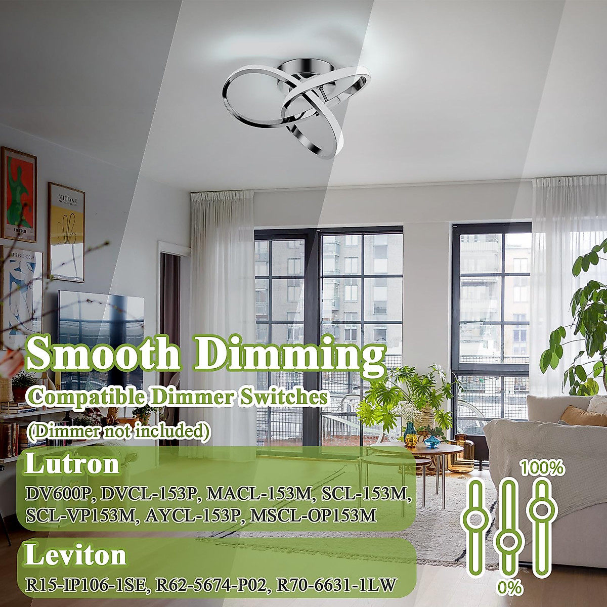 Kondras Acrylic LED Ceiling Light, 5000K Daylight White LED Ceiling Light for Hallway, Modern Kitchen Light Fixture Ceiling, Chrome Metal Close to Ceiling Light for Bathroom Dinng Room, 2 Pack