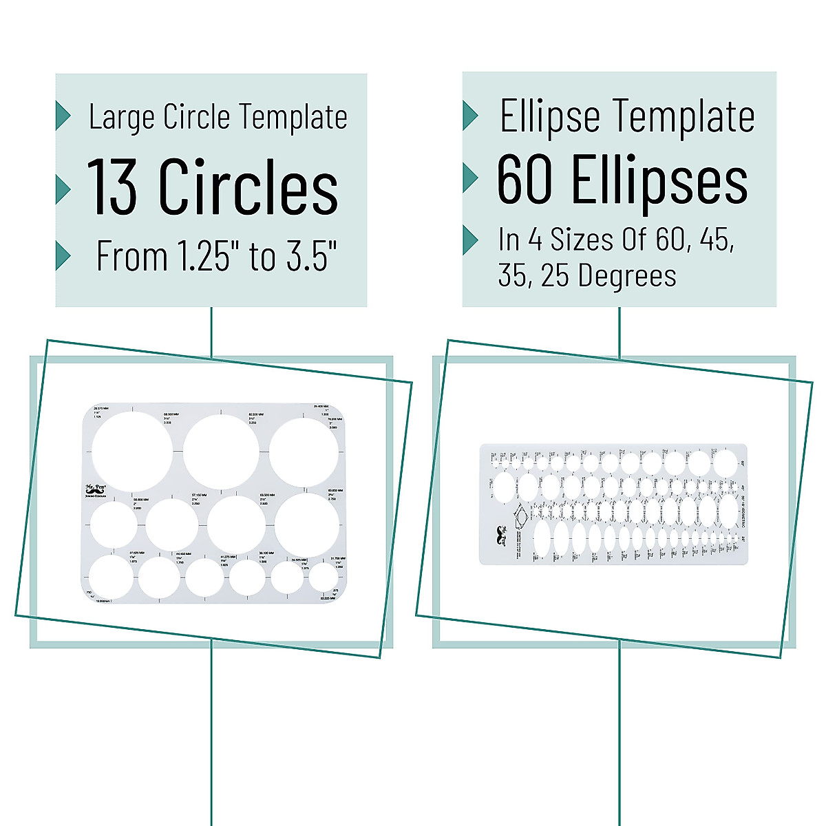 Mr. Pen- French Curve, Large Circle Template and Ellipse Template (6 Pc), Curve Ruler, Drawing Tools, Drafting Tools, Geometry Template, Drawing Templates, Architectural Templates, Journaling Supplies