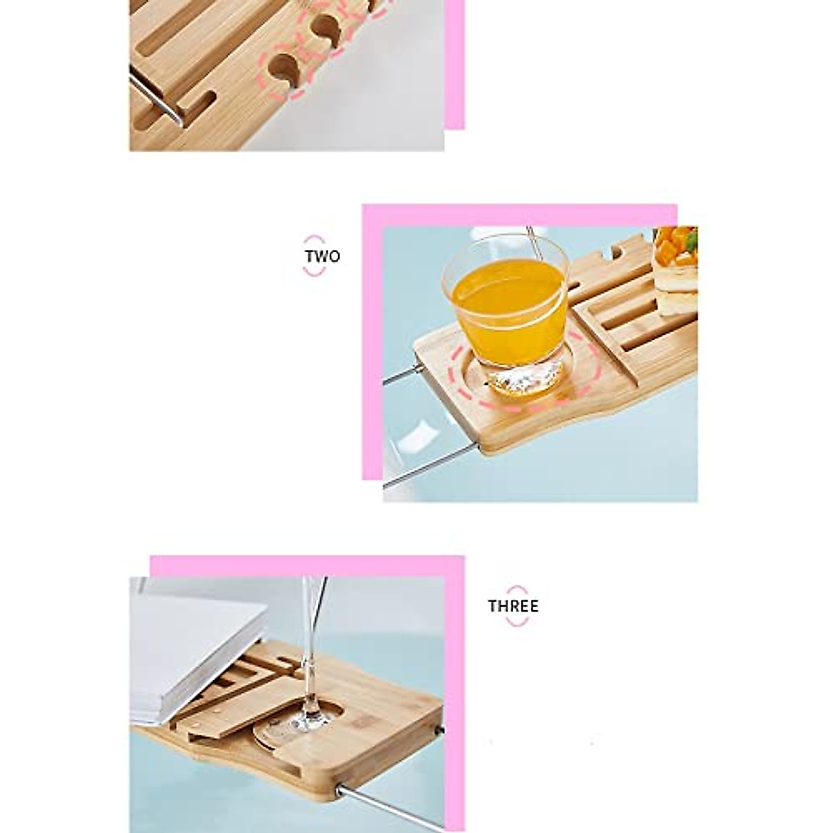 SDGH Bath Tub Tray Spa Bathtub Book Wine Tablet Holder Reading Rack Bathtub Multi-Function Bathroom Accessories