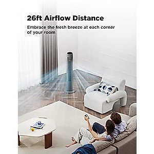 PELONIS 40''Oscillating Tower Fan | Remote Control, Black & 42’’ Oscillating Tower Fan with Aromatherapy Diffuser, Remote Control, 5 Speed Settings, Black
