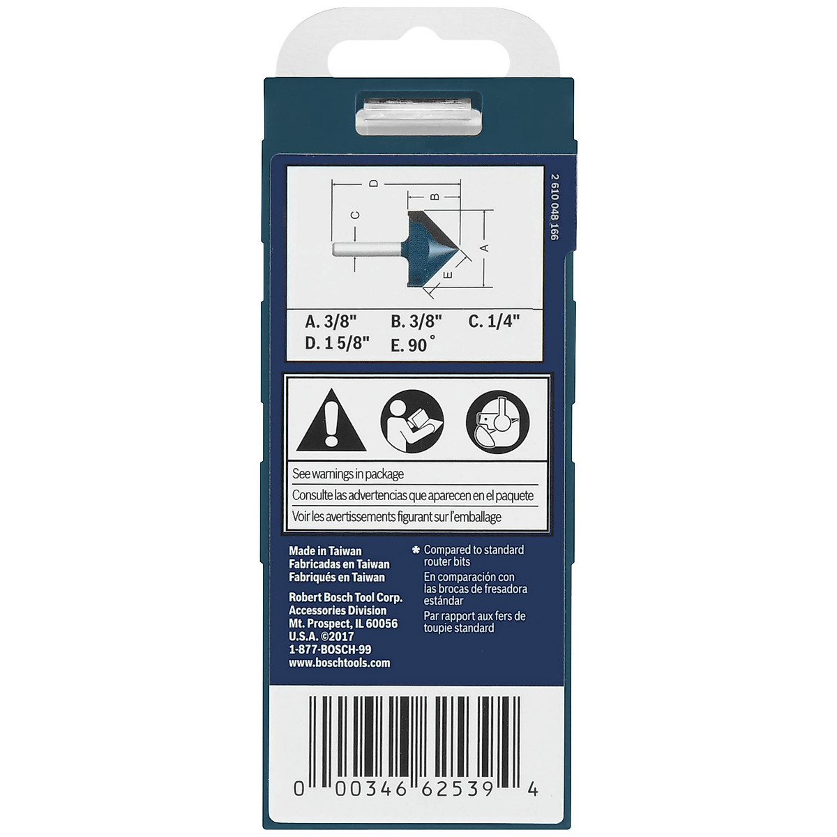 BOSCH 84300MC 3/8 In. x 7/16 In. Carbide-Tipped V-Groove Router Bit