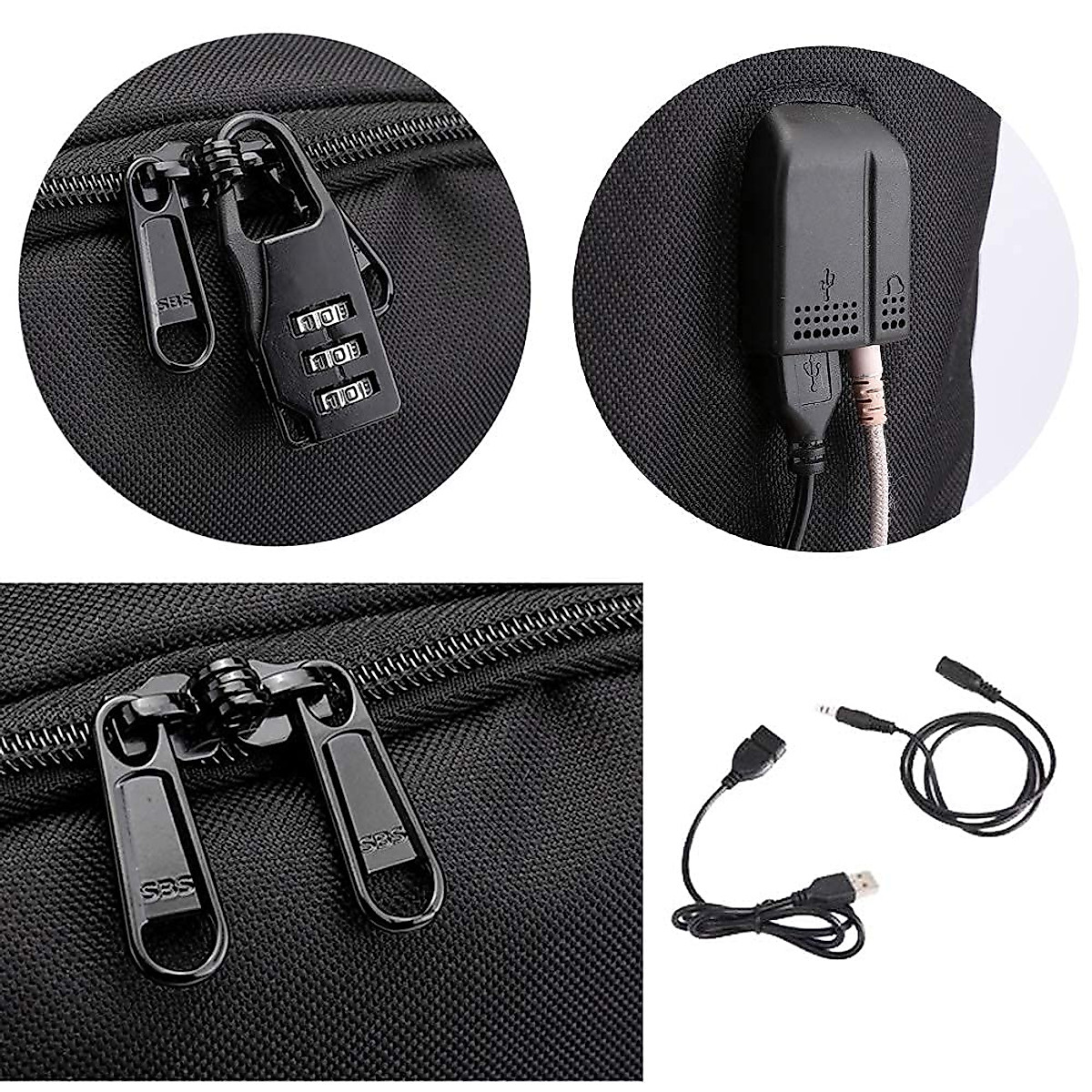 No Speak Backpack with USB Charging Port & Anti-theft Lock & Pencil Case,Unisex