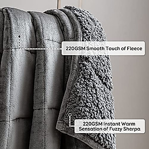 Kaisa Weighted Blanket 15 pounds Queen Size for Adults, Sherpa Fleece Heavy Blankets 15LBS, Fuzzy Hug Blankets, Flannel Sofa Bedding Throw Blanket, Idea Gifts for Adults Birthday, 60x80 Inches, Grey