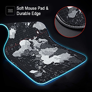 Roxooze Gaming Mouse Pad,Extra Large RGB Mouse Pad with Non-slip Rubber Base，Extended XL Led Desk Mat Ultra Smooth Surface Waterproof for Computer Laptop Home PC Gamer 35.43 x 15.75inch(World Map)