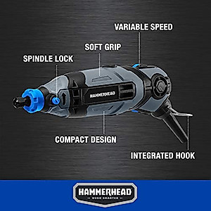 Hammerhead 1.2-Amp Rotary Tool with 62 Accessory Attachments and Carrying Case – HART012