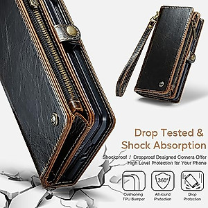 ASAPDOS Wallet Case Compatible with Samsung Galaxy Z Fold 5 with S Pen Holder,PU Leather Strap Wristlet Flip Case with Magnetic Closure[S-Pen Fully Compatible],Card Holder and Kickstand Coffee