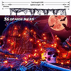 Halloween Decorations Halloween Lights 36 Orange Bulbs 7 Drops Plug In Halloween String Lights with Black Gauzes, Connectable Halloween Decor for Indoor Outdoor Halloween Party Home Mantel Garden Yard