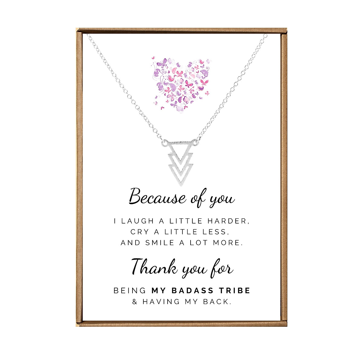 VIY Personal Card Tribe necklace, Friendship necklace for women, Tribe gifts, Badass women presents, Best friend necklaces for women, Three triangle pendant for my bride tribe, Badass squad necklace