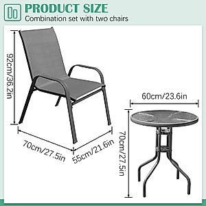 SONGBATE Large Patio Bistro Set 36" Table & 2 Chairs | Modern Metal Frame with Textilene Fabric | Stylish Outdoor Dining & Conversation Furniture (Extra Large)