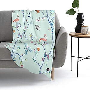 Super Soft Flannel Blanket with Flower-and-Bird Pattern on Branches 50 X 40 Inch Comfortable and Light Blanket is Suitable for Sofa Decoration Travel.