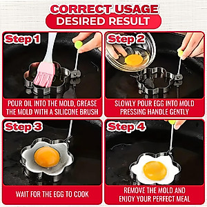 5Pcs Stainless Steel Ring Molds for Cooking Egg - Pancake Shapes Cooking Rings Egg Rings for Frying Eggs Round Egg Cooker Ring - Egg Ring Mold Cooking Ring in Star, Round, Heart Shaped Egg Mold