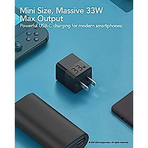 ZMI zPower Turbo Cube PPS 33W GaN Ultra Compact USB Type C (USB C) PD 3.0 Power Adapter Compatible w/iPhone iPad Android Requiring 30W/20W or Less Power, Non-Folding Fixed Prongs, Cable Not Included