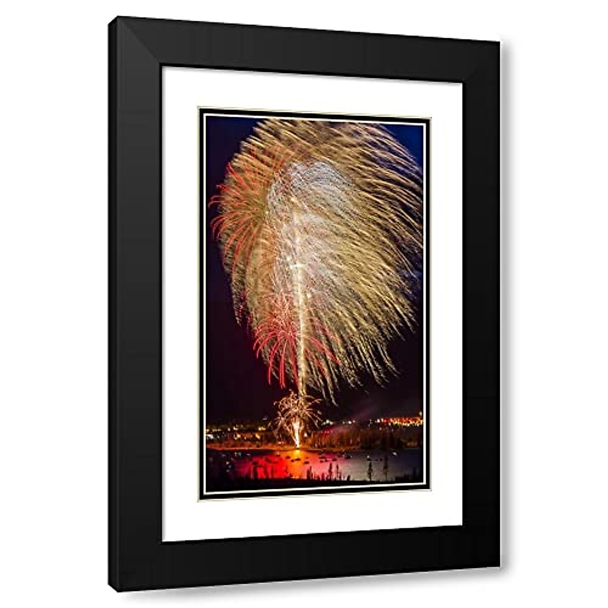 ArtDirect Colorado, Frisco Fireworks Display on July 4th XIX 13x18 Black Modern Wood Framed with Double Matting Museum Art Print by Lord, Fred