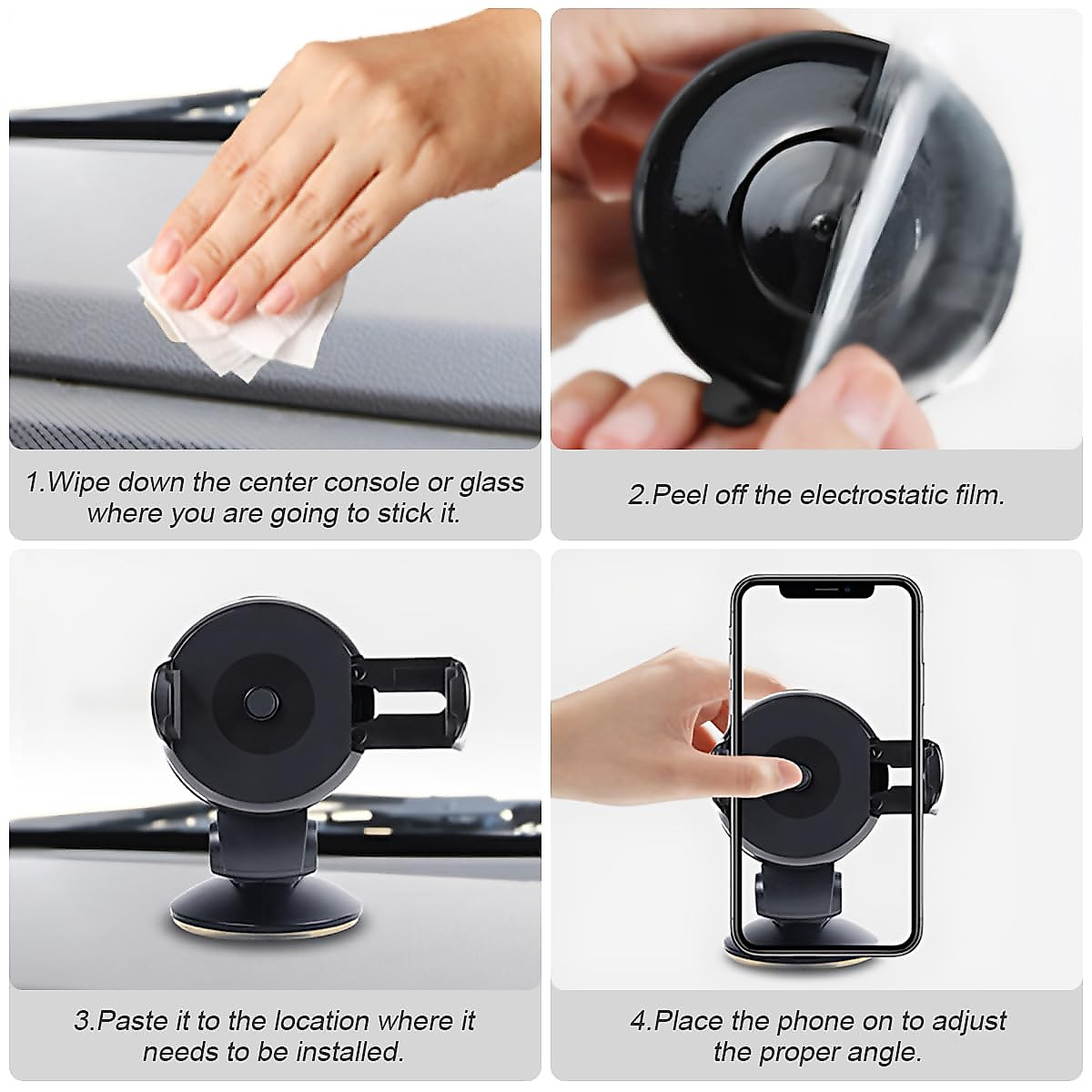 zipelo Suction Cup Car Phone Holder for Windshield/Dashboard/Window, Universal 360° Rotating Adjustable Cell Phone Holder Mount, Hands Free Phone Cradle for iPhone 14 13 12 Pro Max More Smartphones