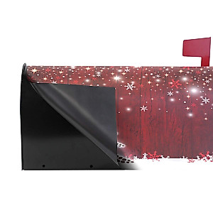 Naanle Christmas Xmas Magnetic Mailbox Cover, Red Christmas Tree Snowflake Mailbox Wrap Home Decorative for Standard Size 20.8”(L) x 18”(W)