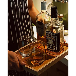 LUXU Durable Stemless Wine Glasses for Red or White Wine- Dishwasher Safe-Elegant Cocktail Glasses,Clear Lowball Bar Glasses,Lead-Free Party Drinking Glassware Set of 4-12 Ounce