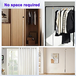 Clothes Hook Pole,29-71 Inch Adjustable Extension with Hook Bar.Suitable for Clothes Hanger Rod, Christmas light, Hanging Flowerpot Plants and Bird Feeder, Tent Shelter Camper Canopy (with two hooks)