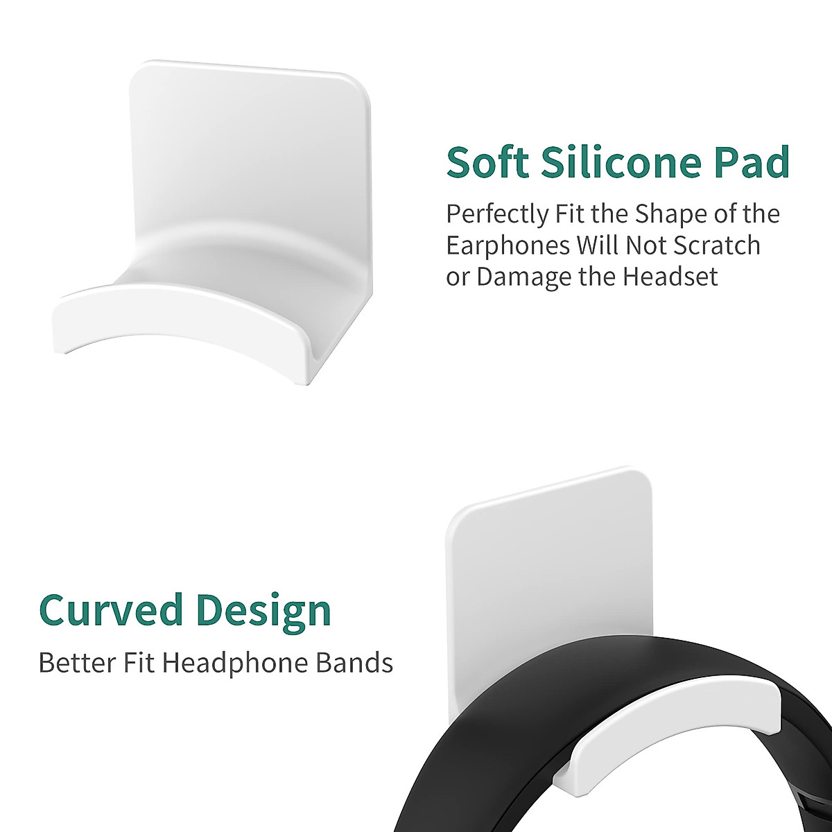 HomeMount Headphone Stand Headset Holder - Adhesive Gaming Headphone Hanger Hook Desk Mount for Most Headphone & Controller (White)