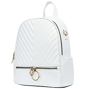 KKXIU Convertible Mini Leather Backpack Purse For Women and Teen Girls Small Quilted Daypack with Colorful Strap (A-white)