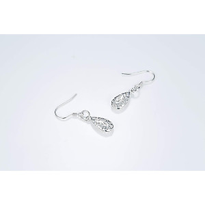 Wellme Sterling Silver Earrings, Filigree Hollowed Dangle Drop Earrings