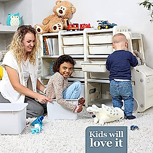 WEDANTA Kids Large Toys Storage Organizer Shelf Organizer for Books and Toys with 11 Bins 2 Cabinets and 3 Shelves Multipurpose Toy and Book Storage Solution for Kids - Toy Bin Storage