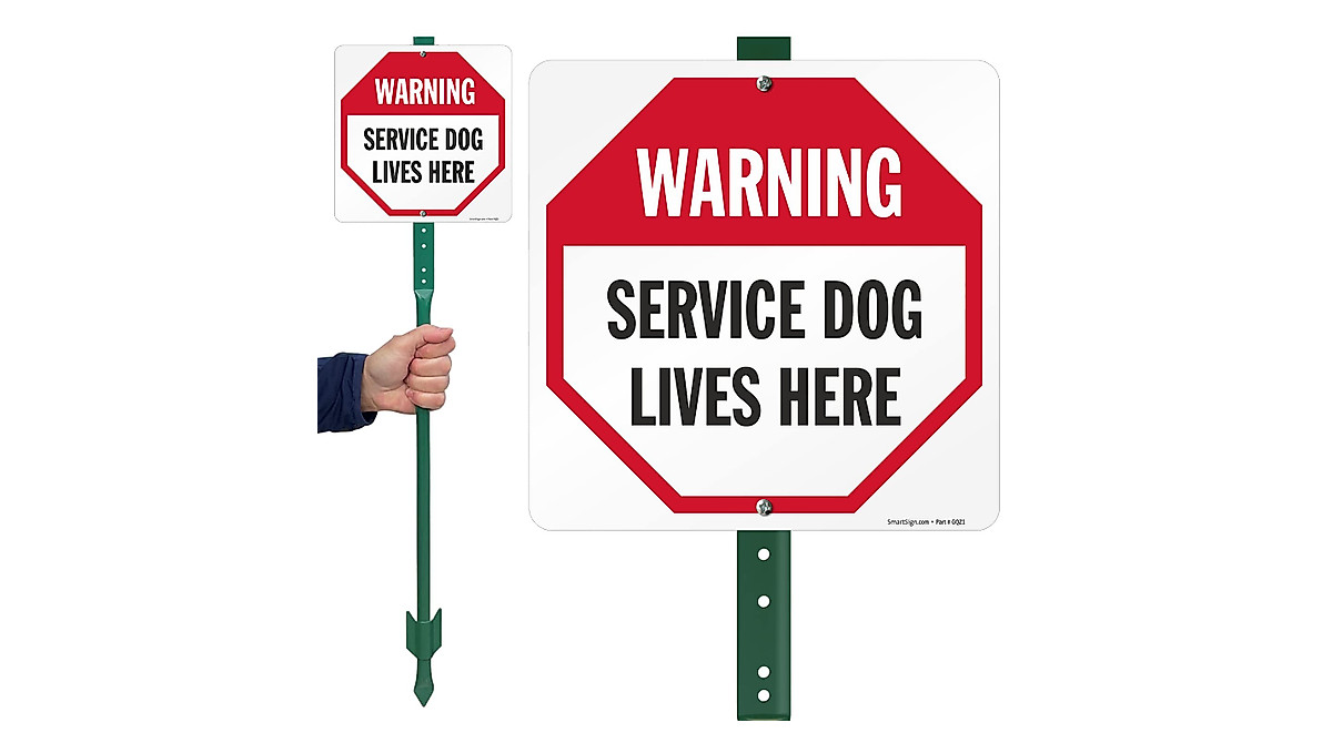 Durable Service Dog Warning Yard Sign with Stake