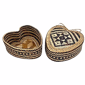 Thai kra-tip sticky rice heart shape (extra small) bamboo basket handmade steamers cookware - 5 inch for home decoration, restaurant or collectible item