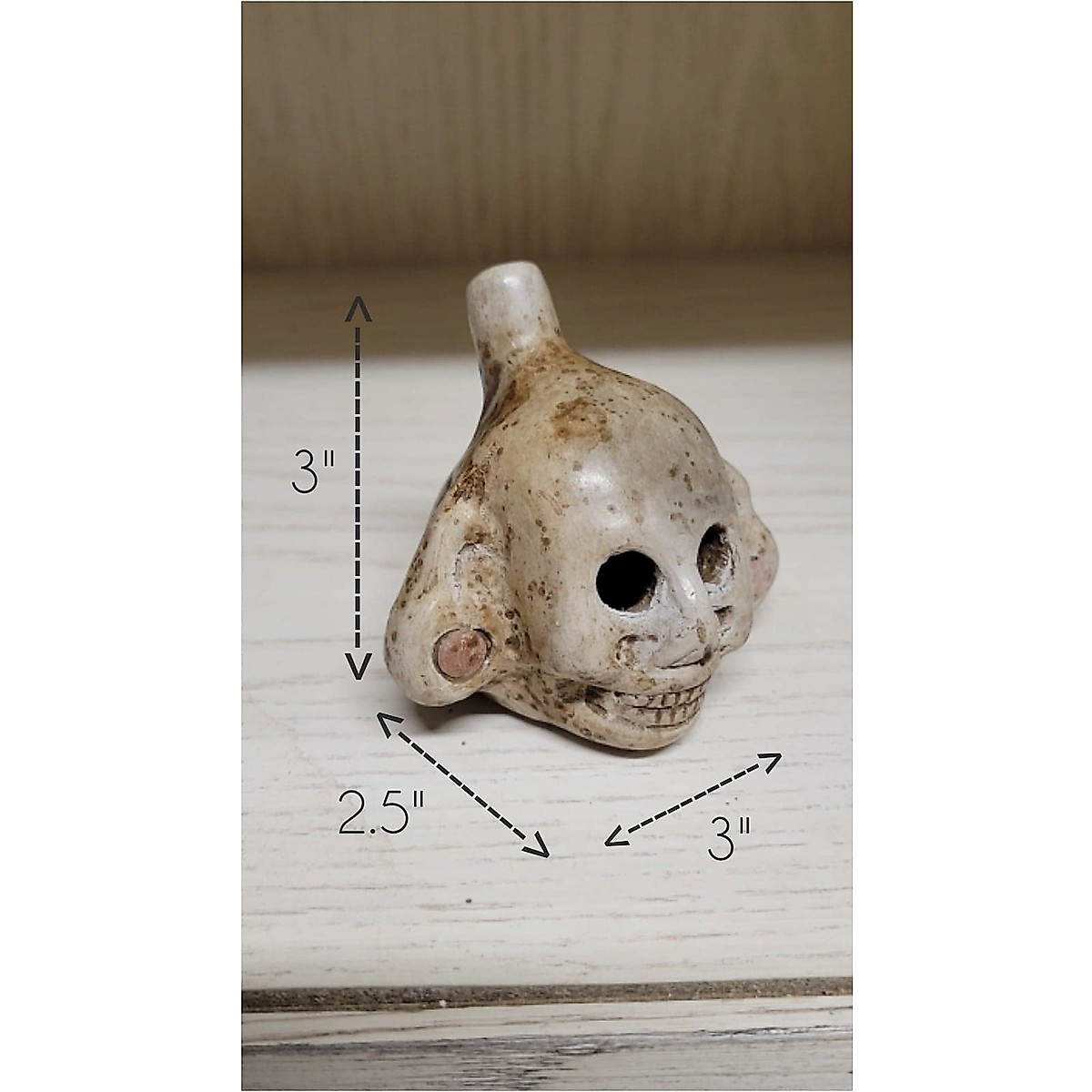 Small Penacho Death Whistle, Death Whistle LOUD medium size Hand Crafted Original Whistles, Maya Aztec, sugar (Natural)