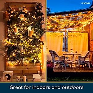 MUMUXI 33ft 100 LED Outdoor Fairy Lights, Timer Battery Operated Twinkle Lights with Remote [2 Pack], Christmas Outdoor String Lights Battery Operated, White Warm Outdoor Twinkle Lights Waterproof