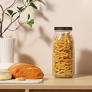 Party Club of America 4Pack 64 Ounce Black Plastic Jars Wide Mouth With Lid Large Mason Jars 64 OZ Half Gallon Mason Jars Food Storage Jars