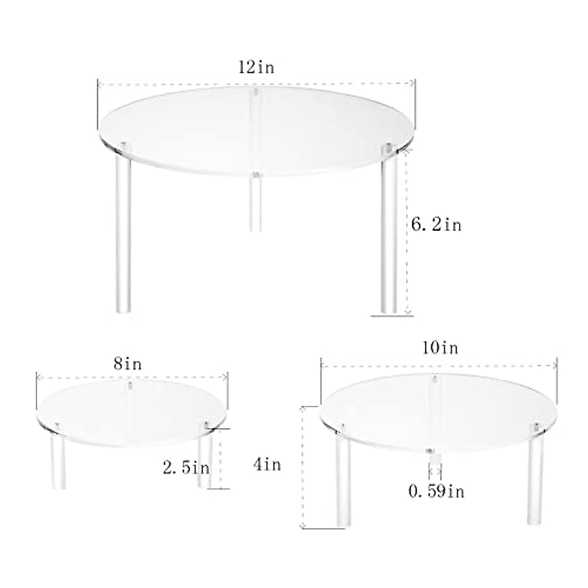HESIN Acrylic Cake Display Risers Round Set of 3 Stand Risers Dessert Bakery Stand Rack Server Dessert & Pizza Holder